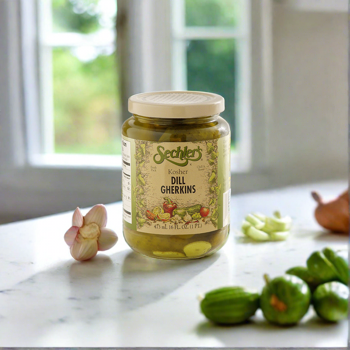 16oz Kosher Dill Gherkins – Sechlers Pickles