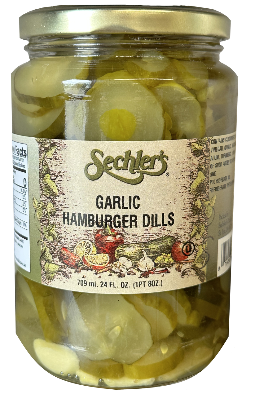 24oz Garlic Hamburger Dills 6-Pack – Sechlers Pickles